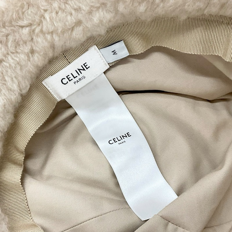 セリーヌ CELINE 帽子 カシミア ベージュ トリオンフ ロゴ バケット